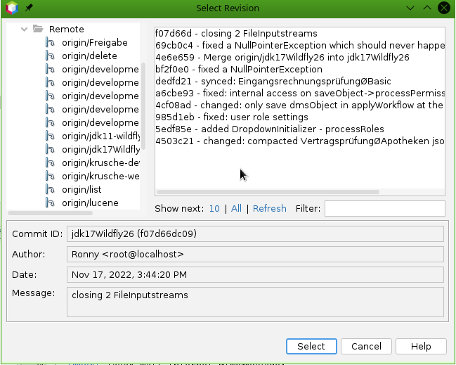 Git diff "Local to Revision" does not allow to select the revison, only the branch · Issue #4983 ...