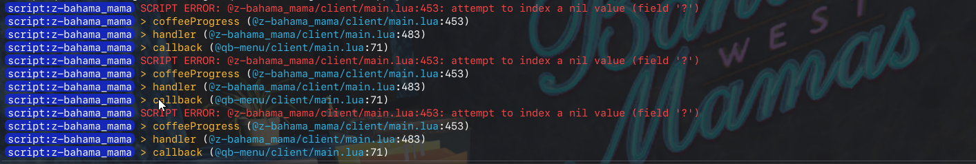 Error when trying to mix drinks. · Issue #1 · Spartanfrenzy/z-bahama_mama · GitHub