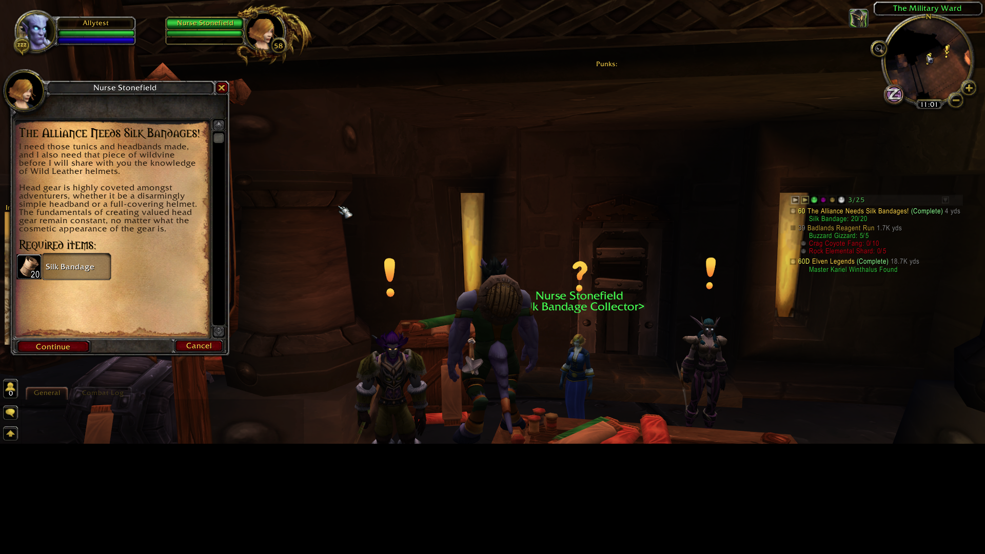 "The Alliance Needs Silk Bandages!" incorrect completion text · Issue ...