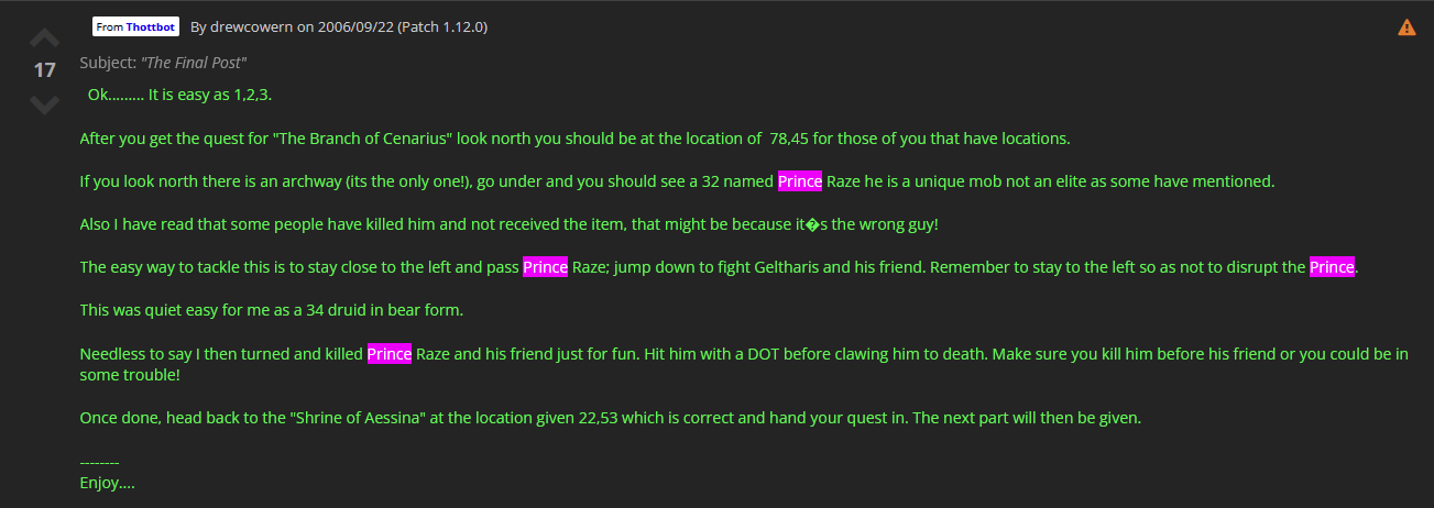 Branch of Cenarius should not drop of Prince Raze · Issue #13152 ...