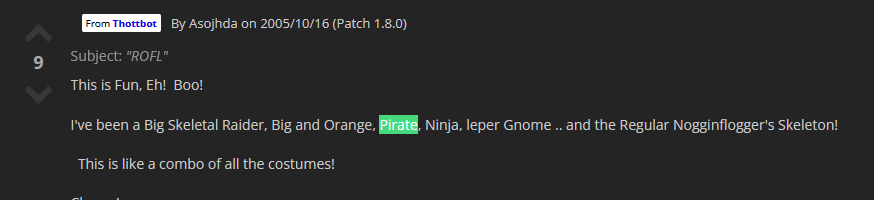 Hallows End Pumpkin Treat Pirate Costume Bug · Issue 13540 