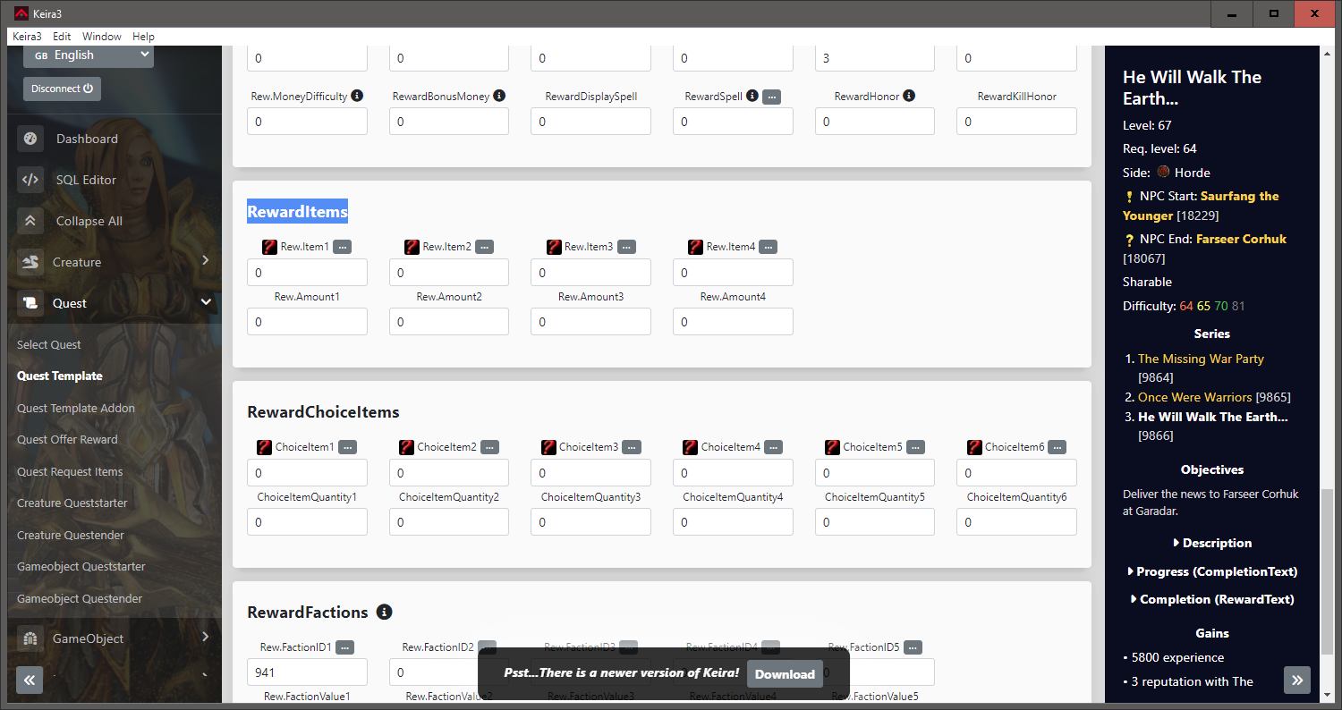 [Quest] He Will Walk The Earth... missing rewards · Issue #14381 · azerothcore/azerothcore-wotlk ...