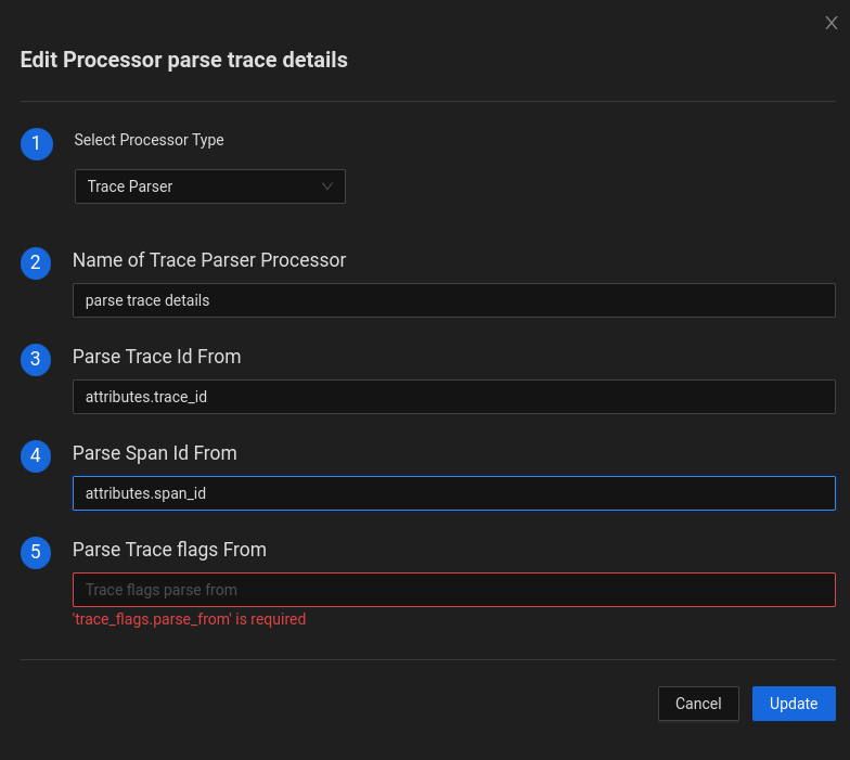 [Log Parsing Pipelines] Trace parser should be valid as long as one of trace_id, span_id and ...