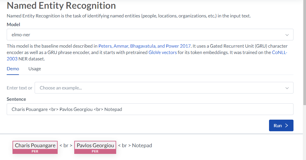 Entity Detection Quality Issue between Pre-trained Model output vs Allen Demo Page output ...