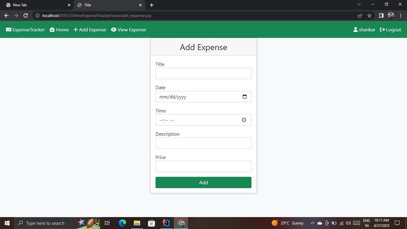 GitHub - Shankar9698/Online-Expense-Tracker: Tech stack used for this project are : Java 1.8 ...