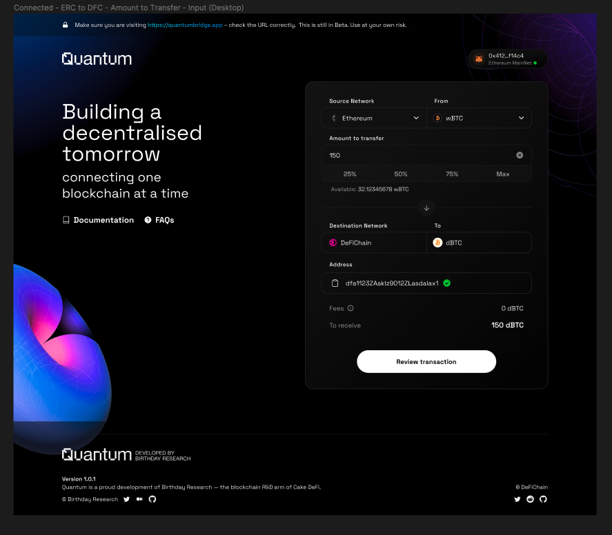 [UI] Changes to Display of Fees · Issue #628 · BirthdayResearch/quantum · GitHub