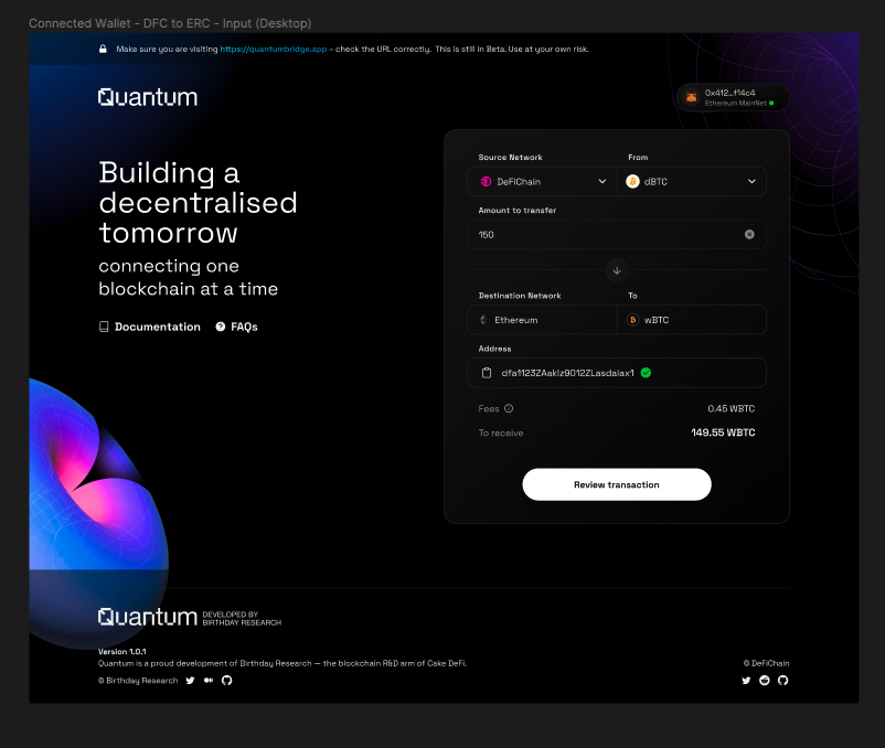 [UI] Changes to Display of Fees · Issue #628 · BirthdayResearch/quantum · GitHub