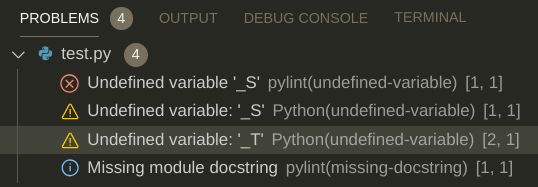VS Code language server linter not recognizing "additional-builtins" from .pylintrc · Issue ...