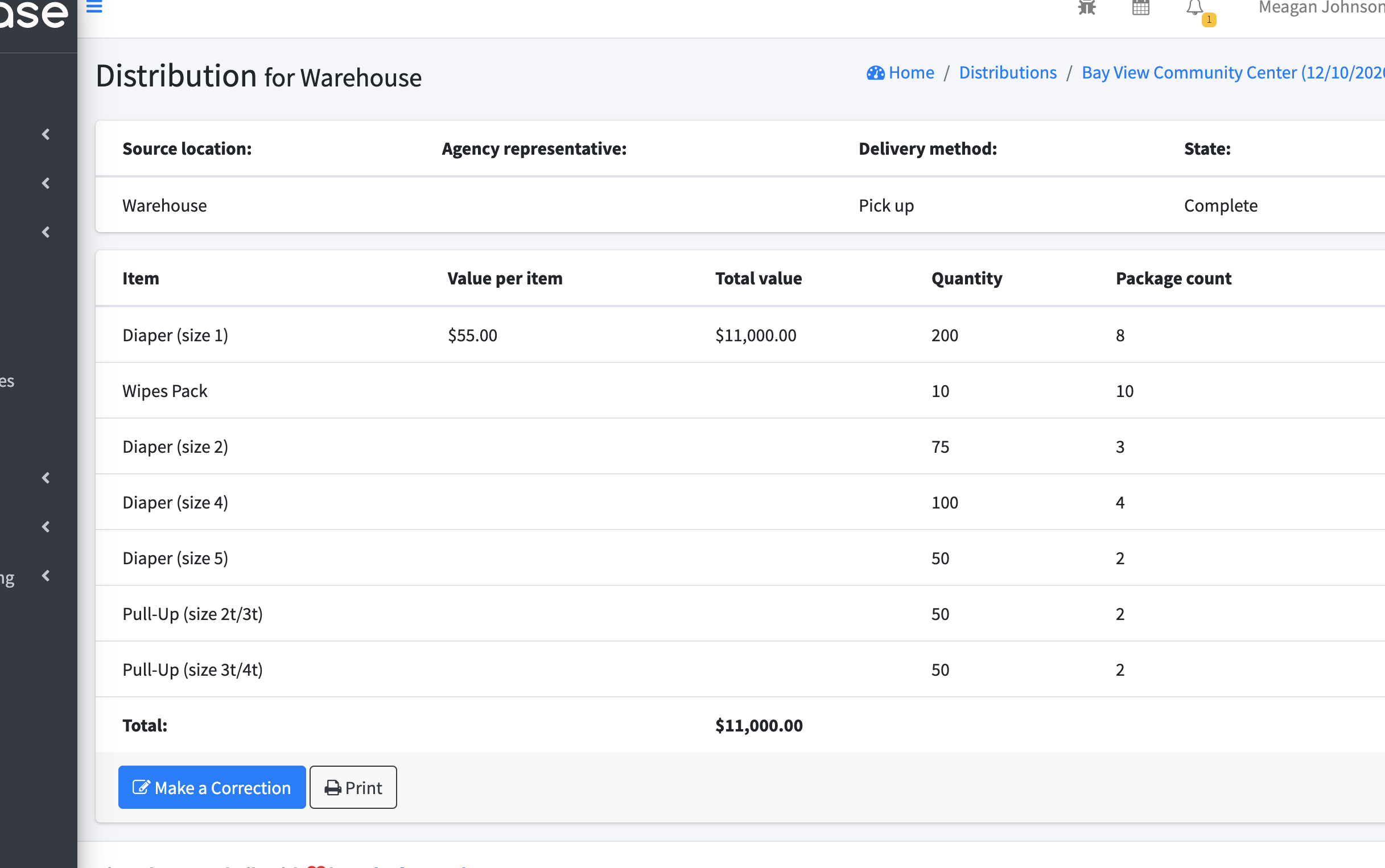 Add quantity total and package count total in distributions view page · Issue #2066 ...