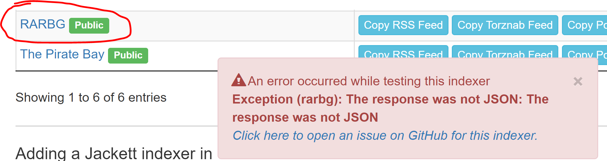 Rarbg Testing Exception Rarbg The Response Was Not Json The Response Was Not Json