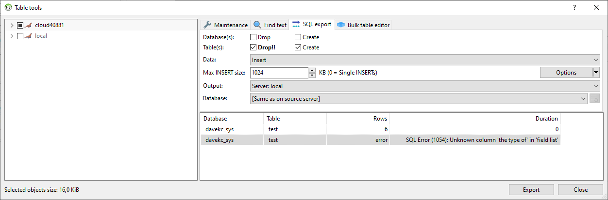 SQL export to server may fail · Issue #1222 · HeidiSQL/HeidiSQL · GitHub
