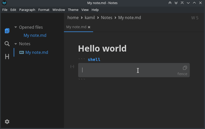 File->Save (also shortuct Ctrl-S) not working when something is pasted in the code fence · Issue ...
