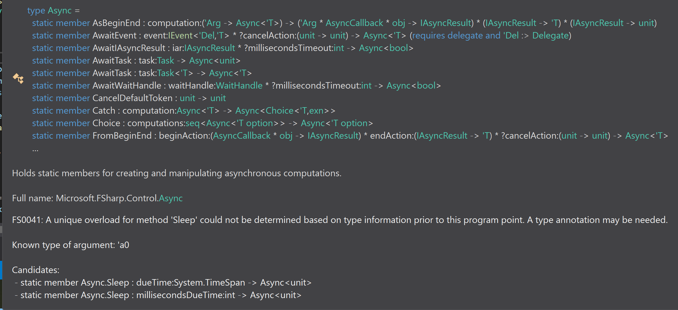 Potential Regression In Overload Resolution For Asyncsleep · Issue 10424 · Dotnetfsharp · Github