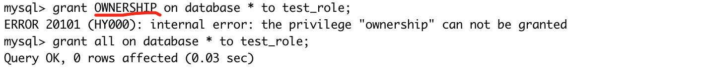 [Bug]: grant ownership to database * to role error · Issue #5253 · matrixorigin/matrixone · GitHub