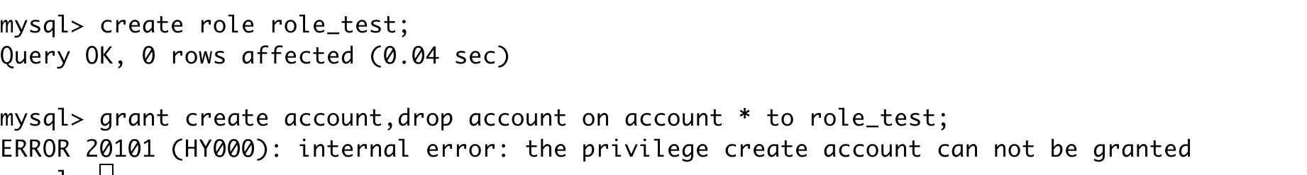 Bug No Error Is Reported When The Sys Tenant Grants The Grant Account Permission To The Role 