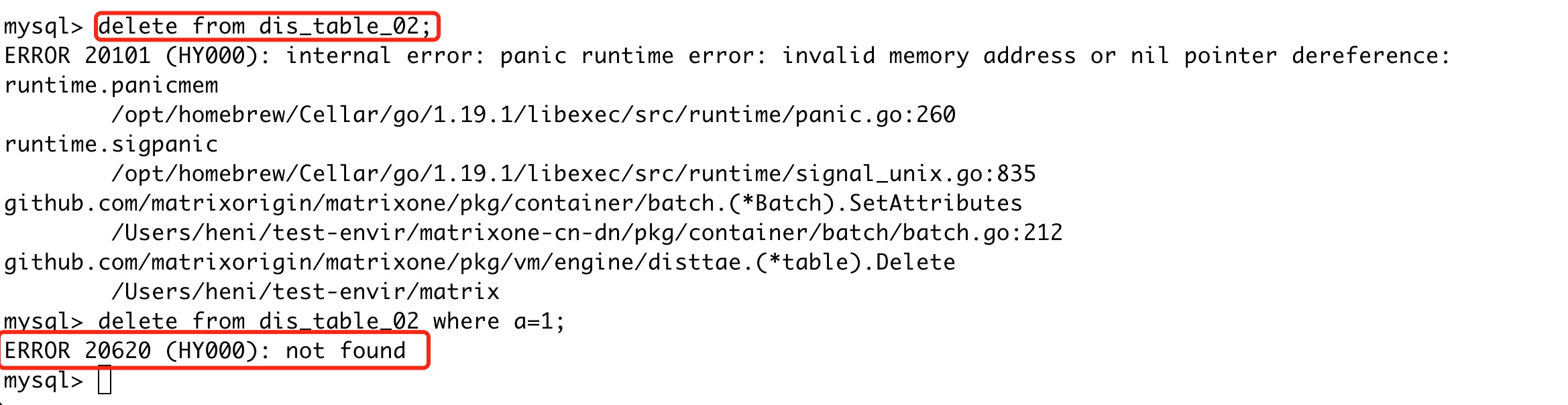 Bug Delete From Table Panic Error · Issue 5988 · Matrixoriginmatrixone · Github