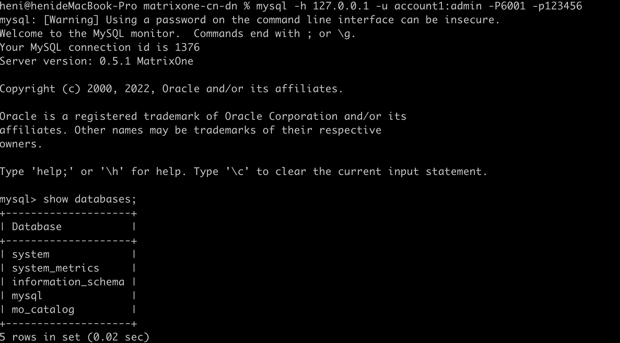 [Bug]: Show database error after login create an account · Issue #6086 · matrixorigin/matrixone ...