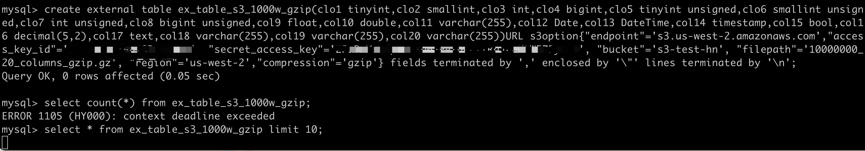 [Bug]: select count external s3 1000w+ rows error · Issue #6410 · matrixorigin/matrixone · GitHub