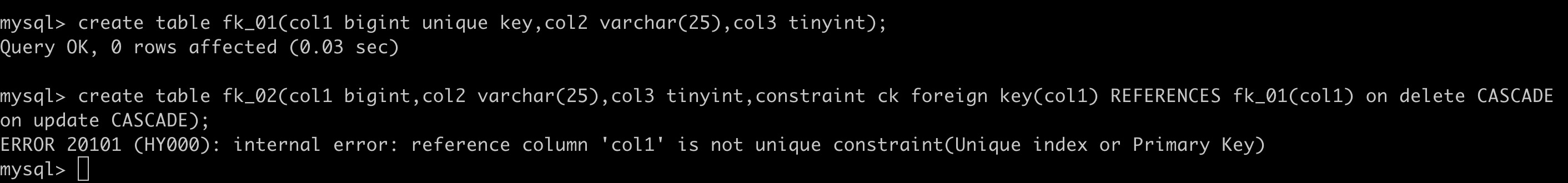 Bug Foreign Key References Unique Key Reported Error · Issue 7935 