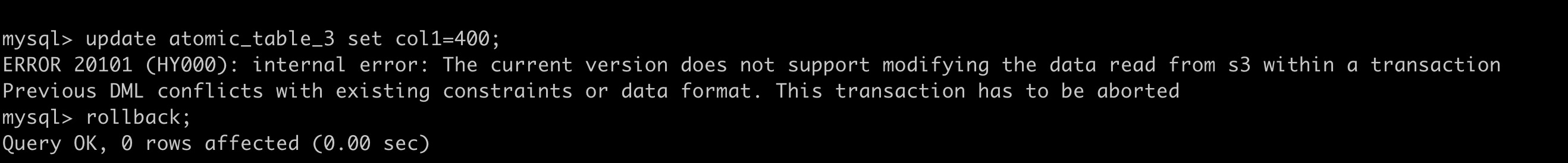 [Bug]: If update is out of range in an explicit transaction, mo will be stoped · Issue #7880 ...
