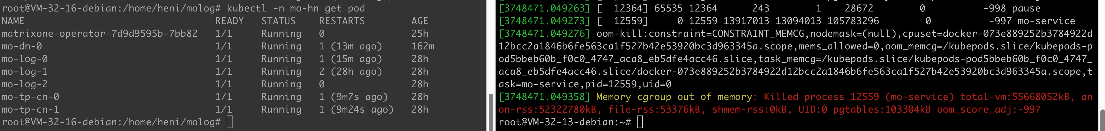 [Bug]: kill cn0，cn1 pod mem killed · Issue #8647 · matrixorigin/matrixone · GitHub