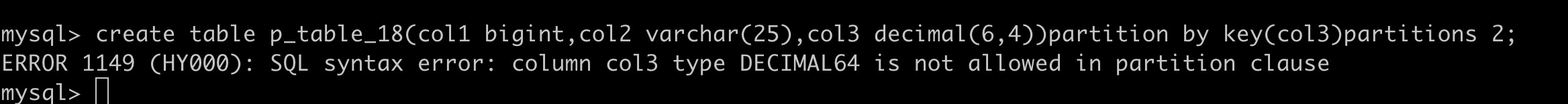 [Bug]: partition: mo DECIMAL64/float/double is not allowed in partition ,mysql support · Issue ...