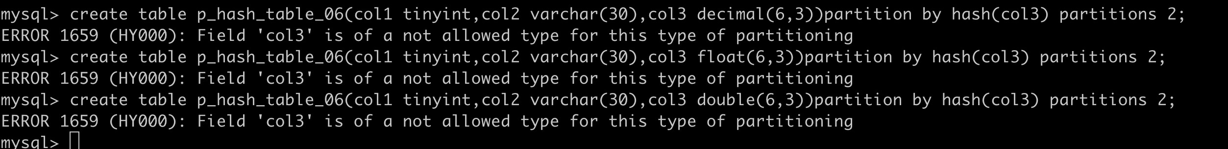 [Bug]: partition: mo DECIMAL64/float/double is not allowed in partition ,mysql support · Issue ...