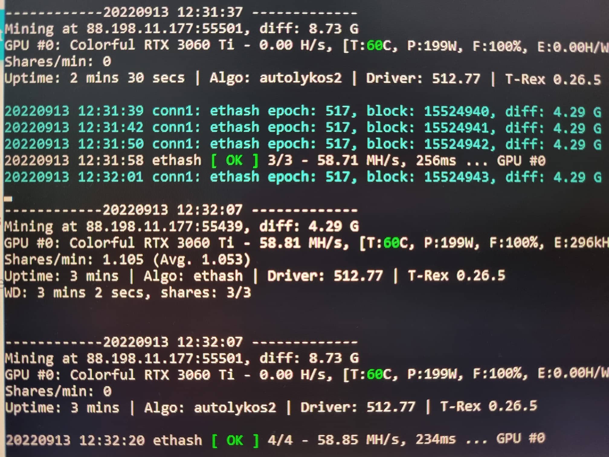 Dual mining not working on my Colorful BattleAx 3060ti LHR · Issue #1406 · trexminer/T-Rex · GitHub