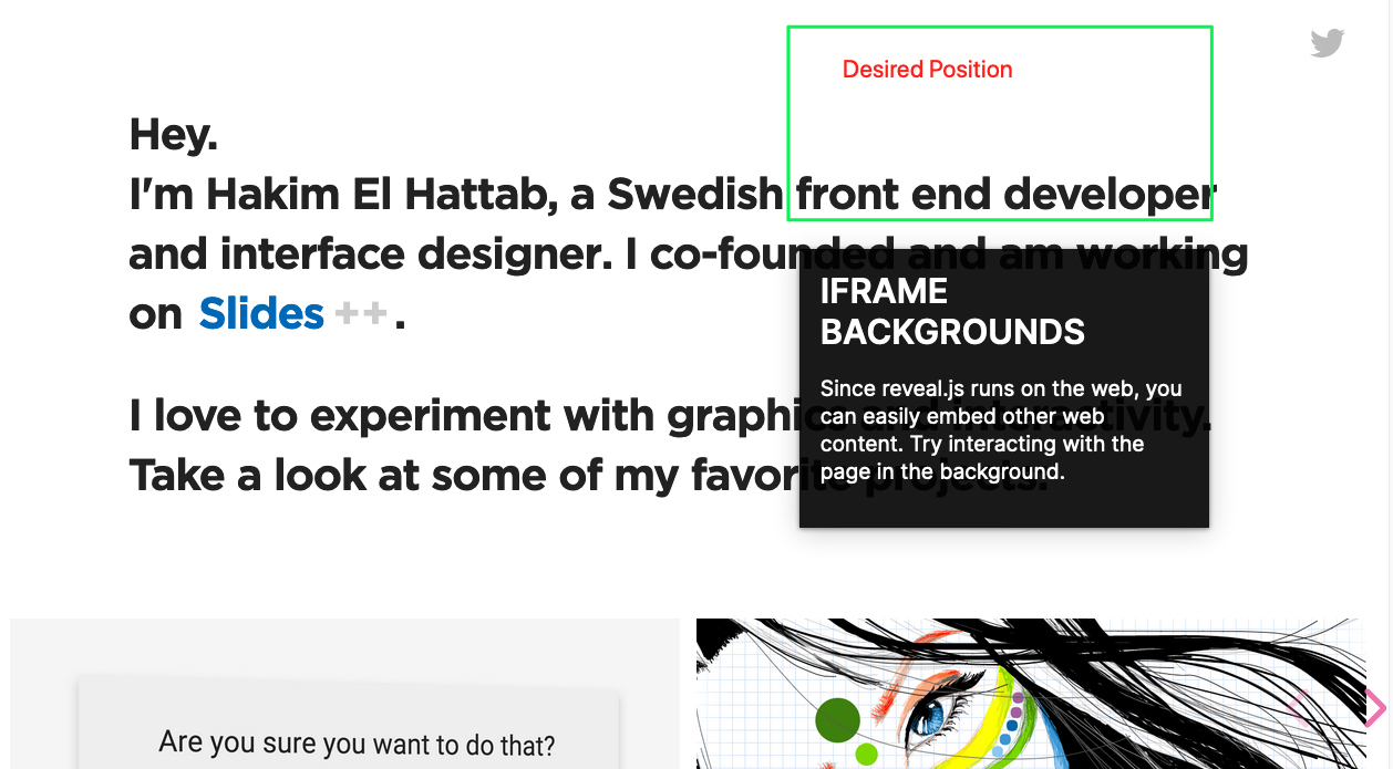 Positioning text box over iframe backgroud · Issue #2701 · hakimel ...