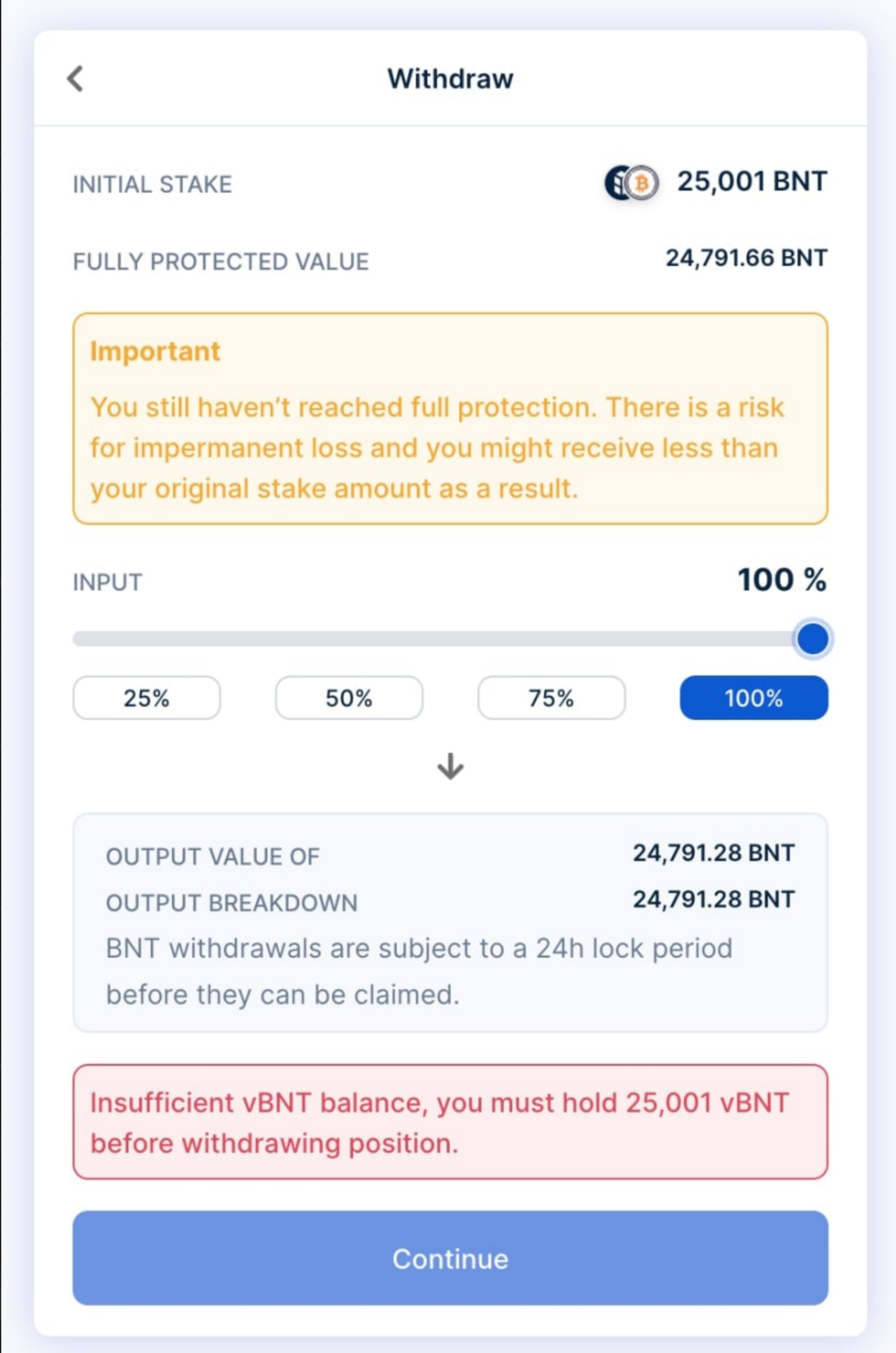 User Unable To Remove Single Sided Liquidity Insufficient Vbnt Balance · Issue 748