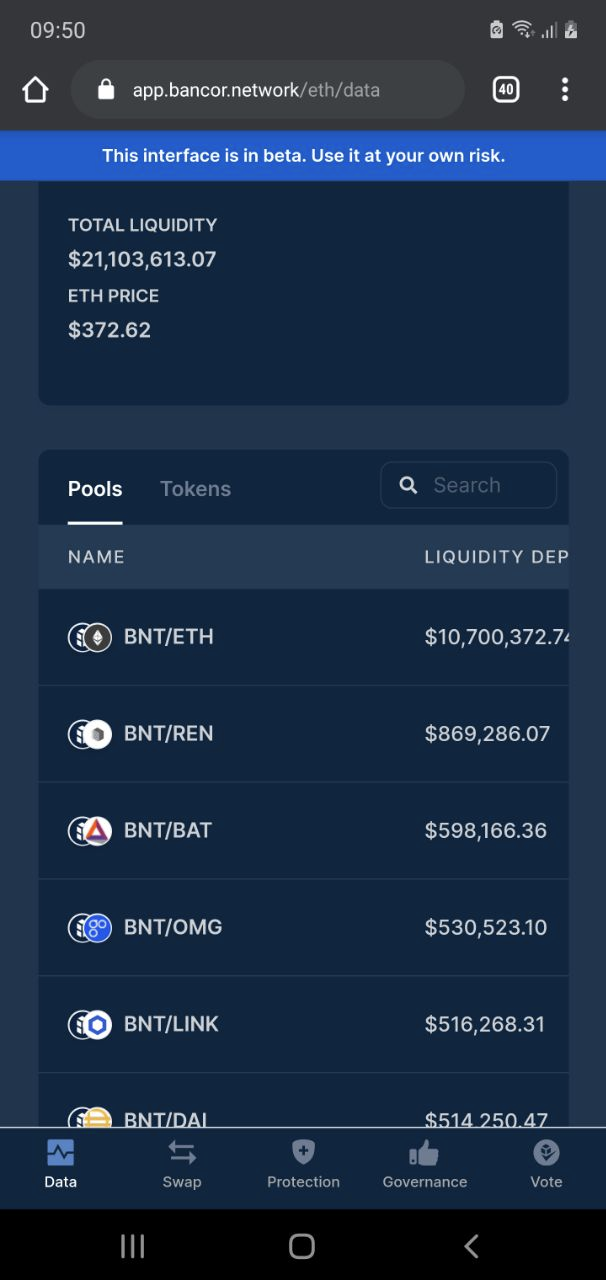 Data page mobile screen issues · Issue #320 · bancorprotocol/webapp · GitHub