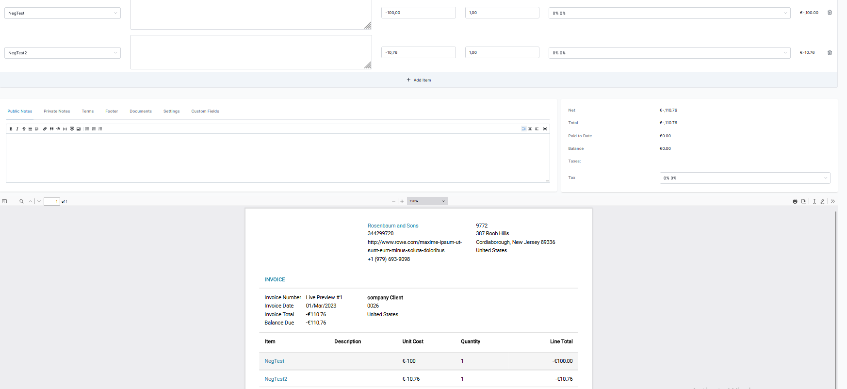 Negative figures still displayed in correctly in unit cost · Issue #8323 · invoiceninja ...