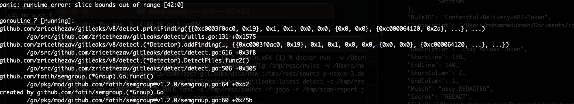 Slice Bounds Out Of Range Panic Error · Issue 1141 · Gitleaksgitleaks · Github 