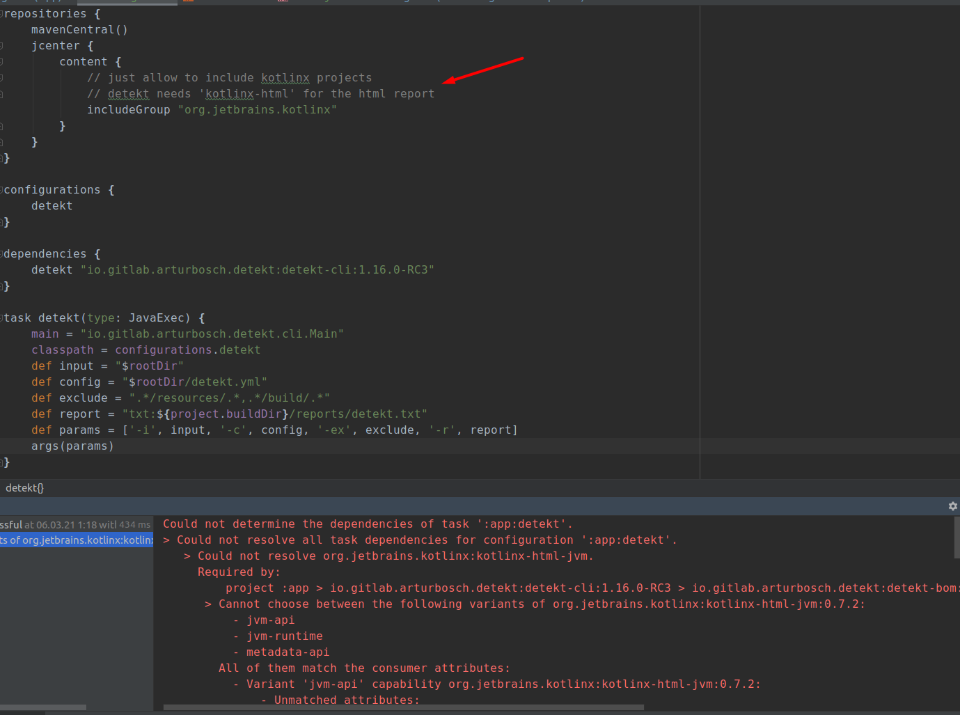 Cannot choose between the following variants of org.jetbrains.kotlinx:kotlinx-html-jvm:0.7.2 ...