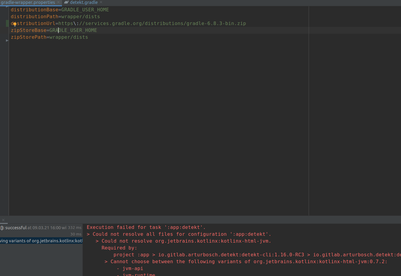 Cannot choose between the following variants of org.jetbrains.kotlinx:kotlinx-html-jvm:0.7.2 ...