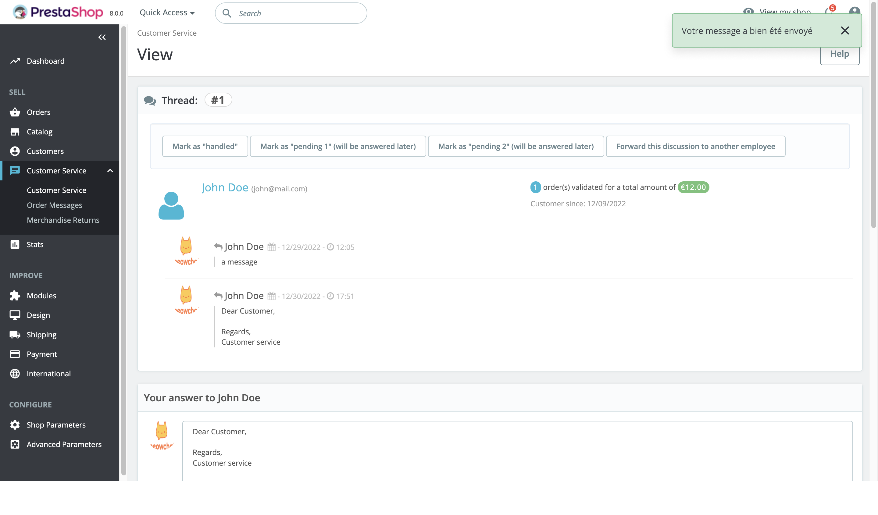Add a toast alert after sending the answer to the customer · Issue #31750 · PrestaShop ...