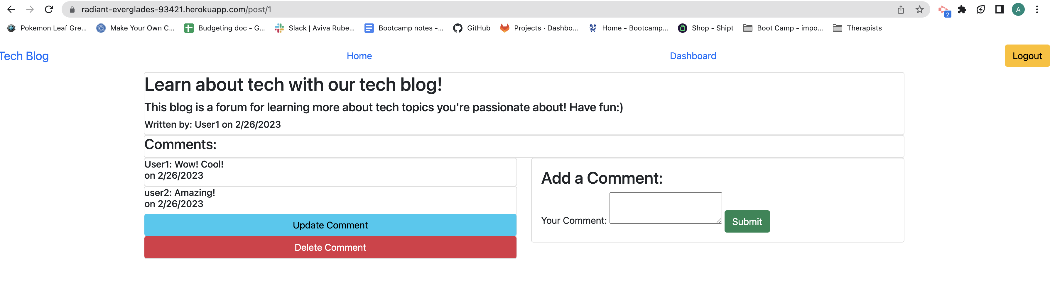 GitHub - AvivaRubenstein/MVC-Tech-Blog: This is a tech blog, which allows users to create posts ...