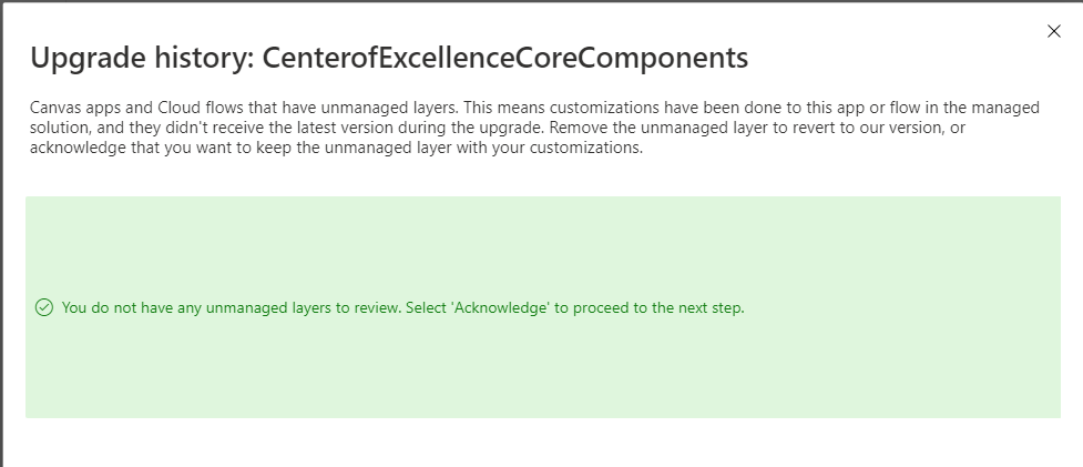 [CoE Starter Kit - QUESTION] Upgrade Wizard - unmanaged layer of custom ...