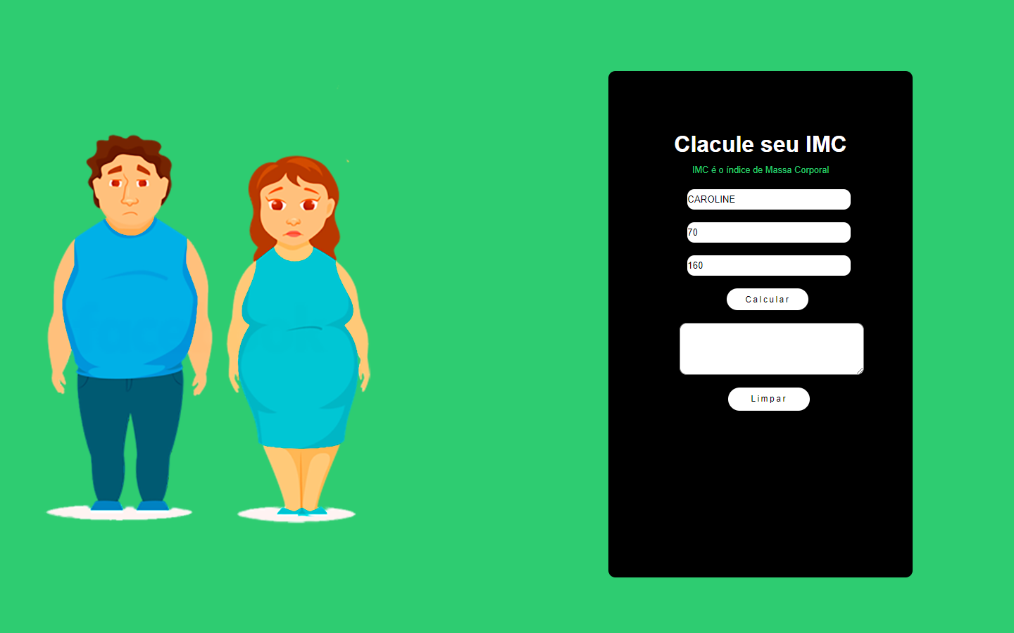 GitHub - carolinefreitasalegre/calculoIMC: calcule seu imc