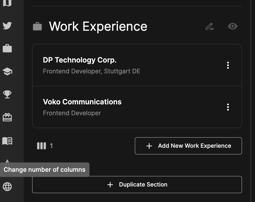 [FEATURE] Single colum view for work experience · Issue #1223 · AmruthPillai/Reactive-Resume ...