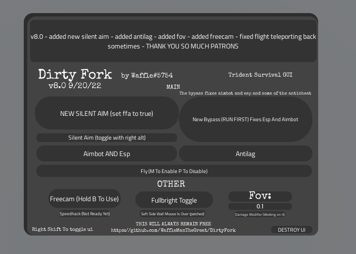 GitHub - WaffleManTheGreat/DirtyFork: A (currently) Unpatched and COMPLETLY free script for ...