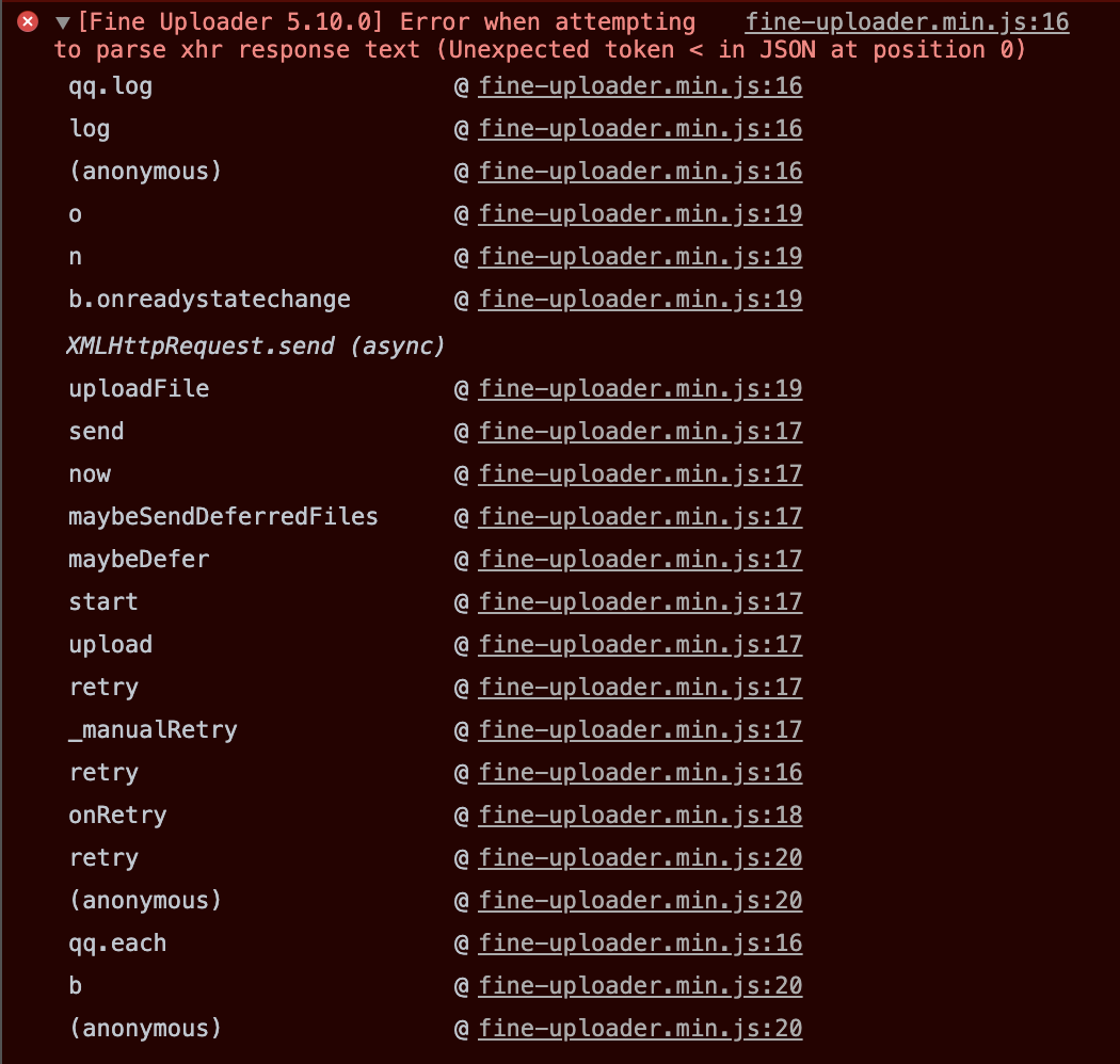 Error when attempting to parse xhr response text (Unexpected token