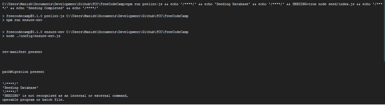 npm run only-once error code ELIFECYCLE and error no 1 · Issue #17524 · freeCodeCamp ...