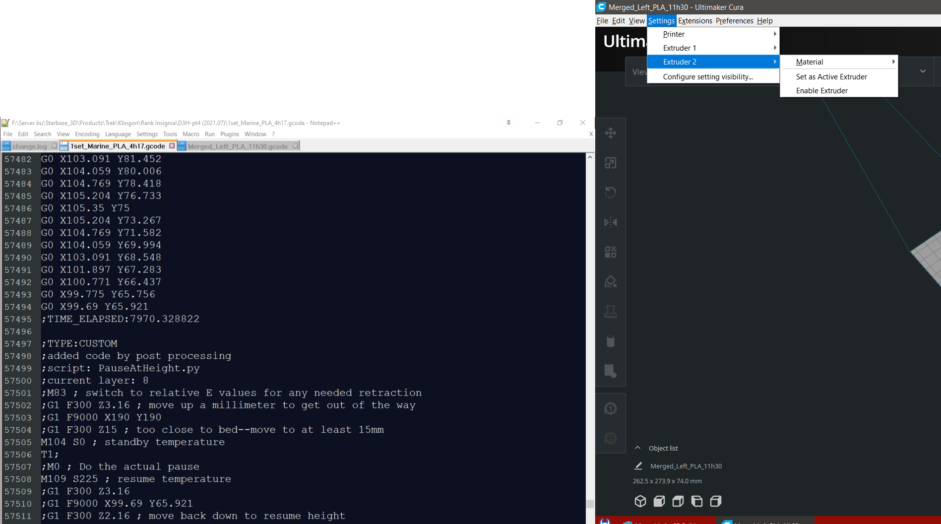 gCode using 2nd extruder which is disabled. · Issue #10377 · Ultimaker ...