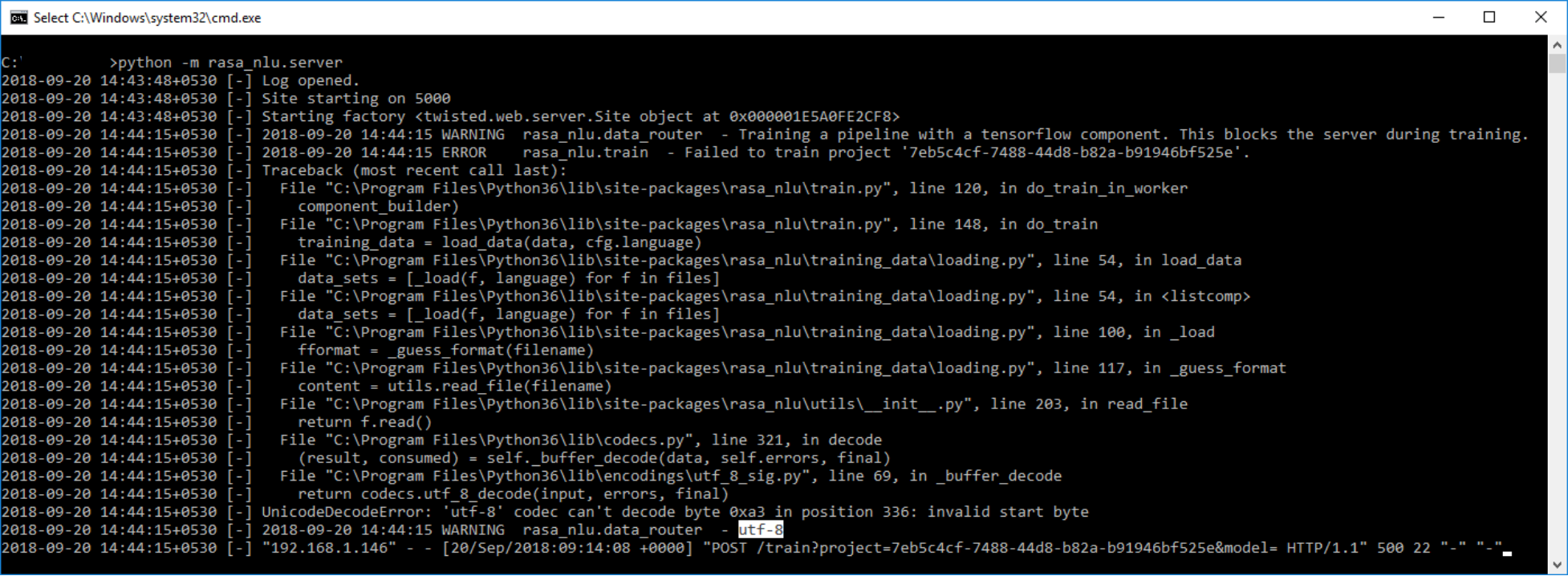 utf-8 error when we are passing some unicode symbols like £,$, etc ...