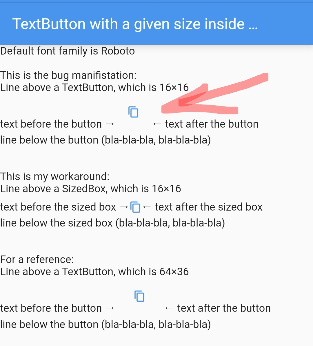 Mobile Web Ios Android Textbutton With A Given Size Inside Textspan Is Rendered Incorrectly