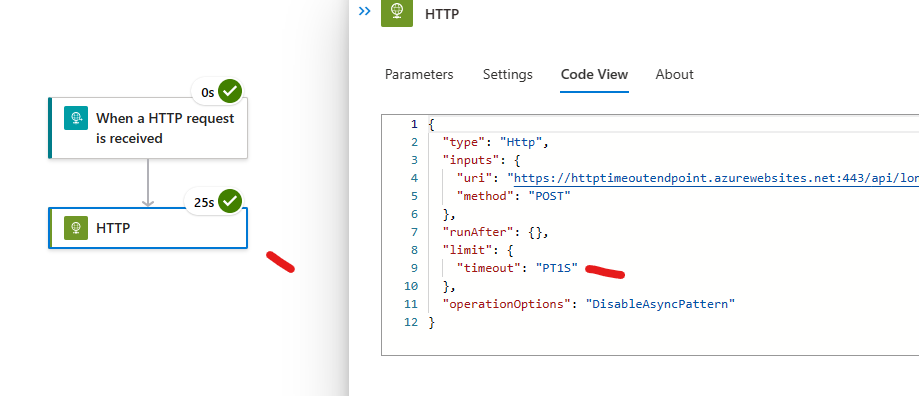 Standard_Custom Http Timeout Setting Per Request Action: The HTTP Request action showing as ...