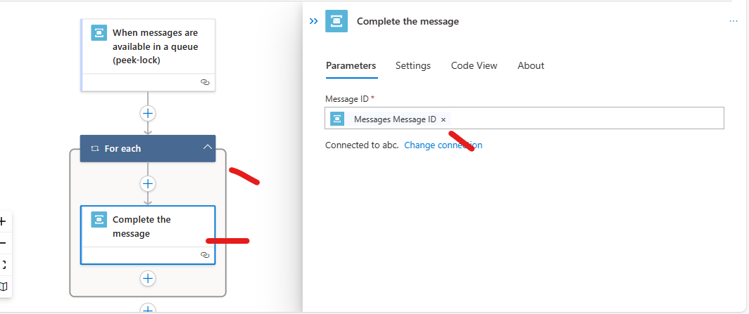 Replication Tasks And Peeklock After Selecting The Message From Dynamic Content Message Id