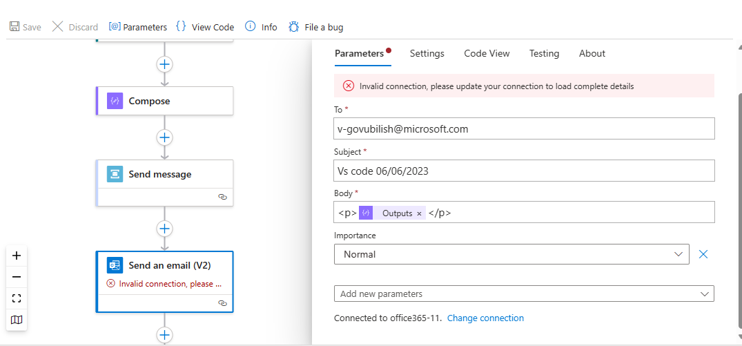Workflow When Deployed To Different Location From Vscode Will Run Into 0303
