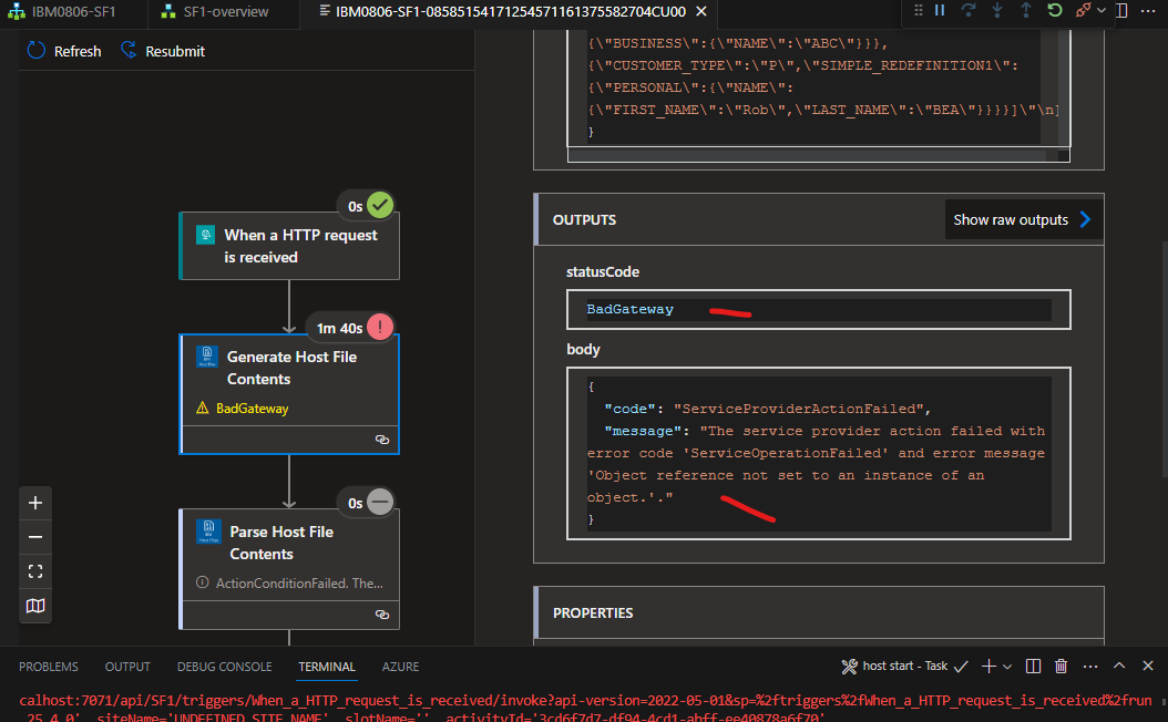 IBM host files action : Running trigger failed by showing server failure message. · Issue #2760 ...